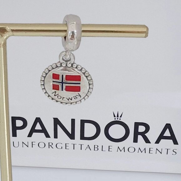 Pandora | Jewelry | Pandora Norway Flag Dangle Charm S925 Silver With ...